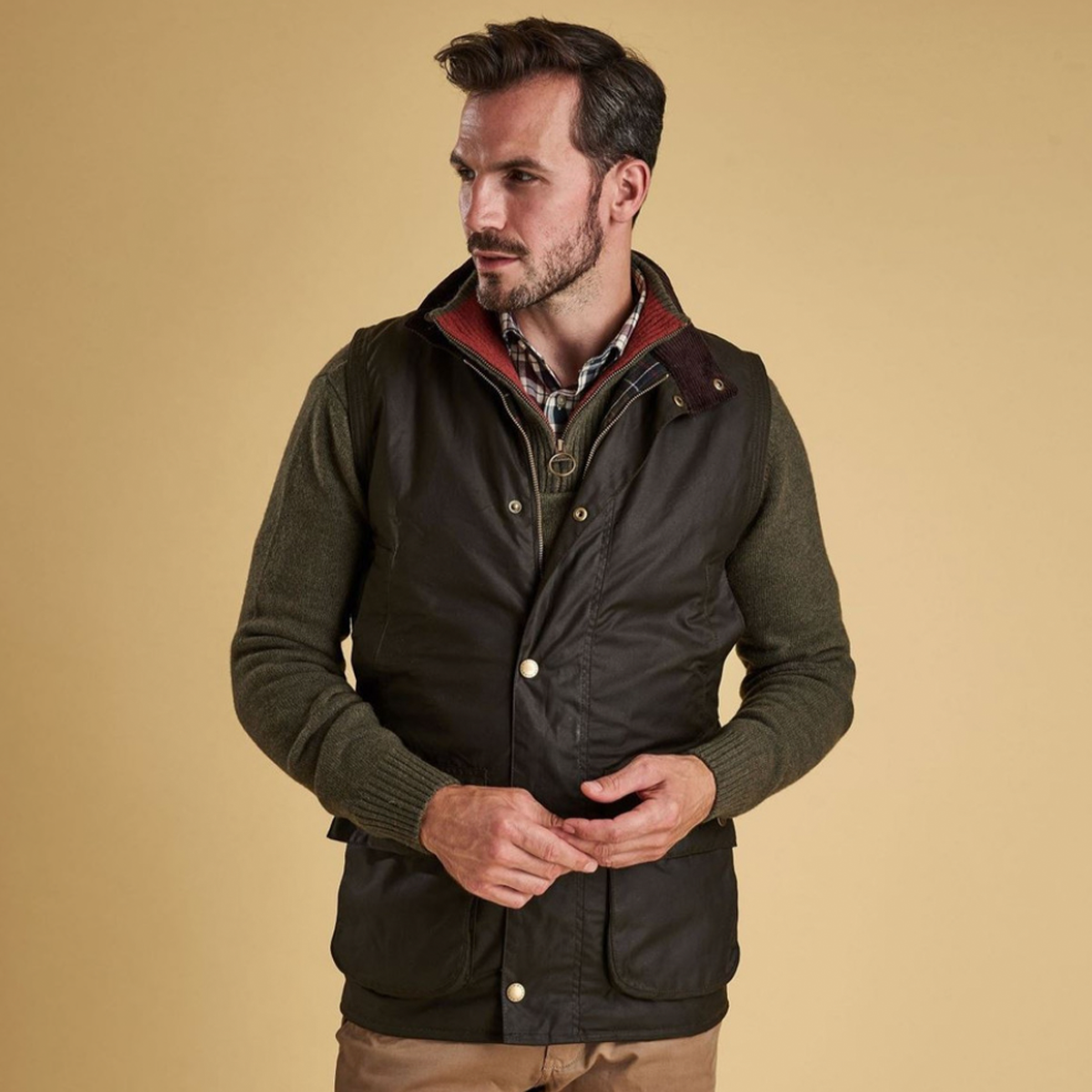 Barbour Westmorland Wax Waistcoat - Olive - Carl Russell and Co