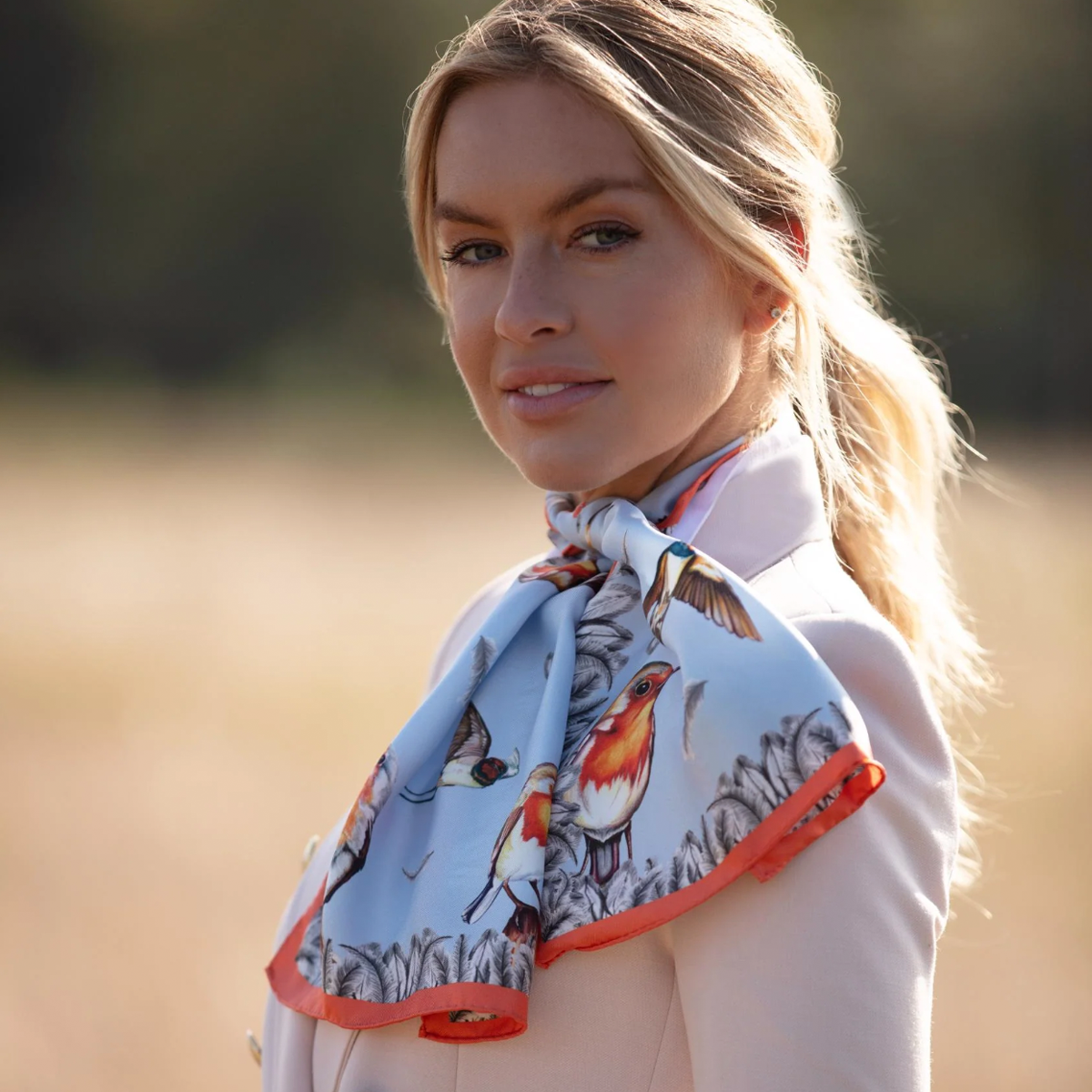 Clare Haggas Watching Over Me Narrow Silk Scarf - Mykonos Blue - Carl ...